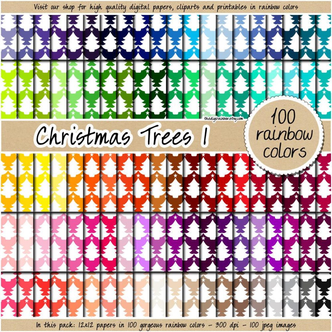 100 Seamless Christmas Tree Digital Paper Christmas Pattern Winter ...