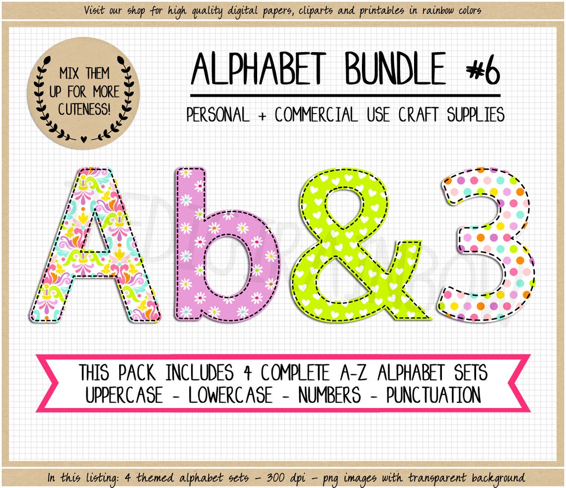 Floral Alphabet Heart Alphabet Letter Clipart Pink Alphabet | Etsy