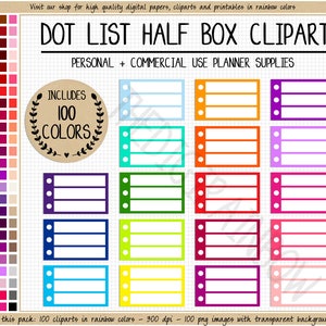 SALE 100 Checklist Half Box Clipart List Half Box Planner Sticker ...