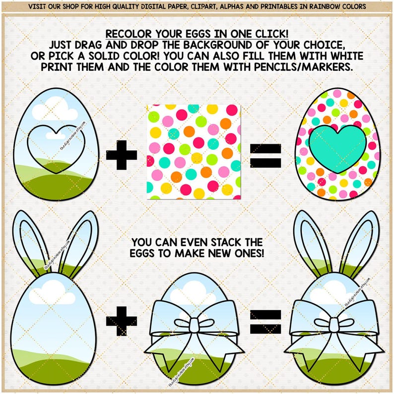 Editable Easter Egg Canva Template, Easter Egg Frame Bundle Drag and ...