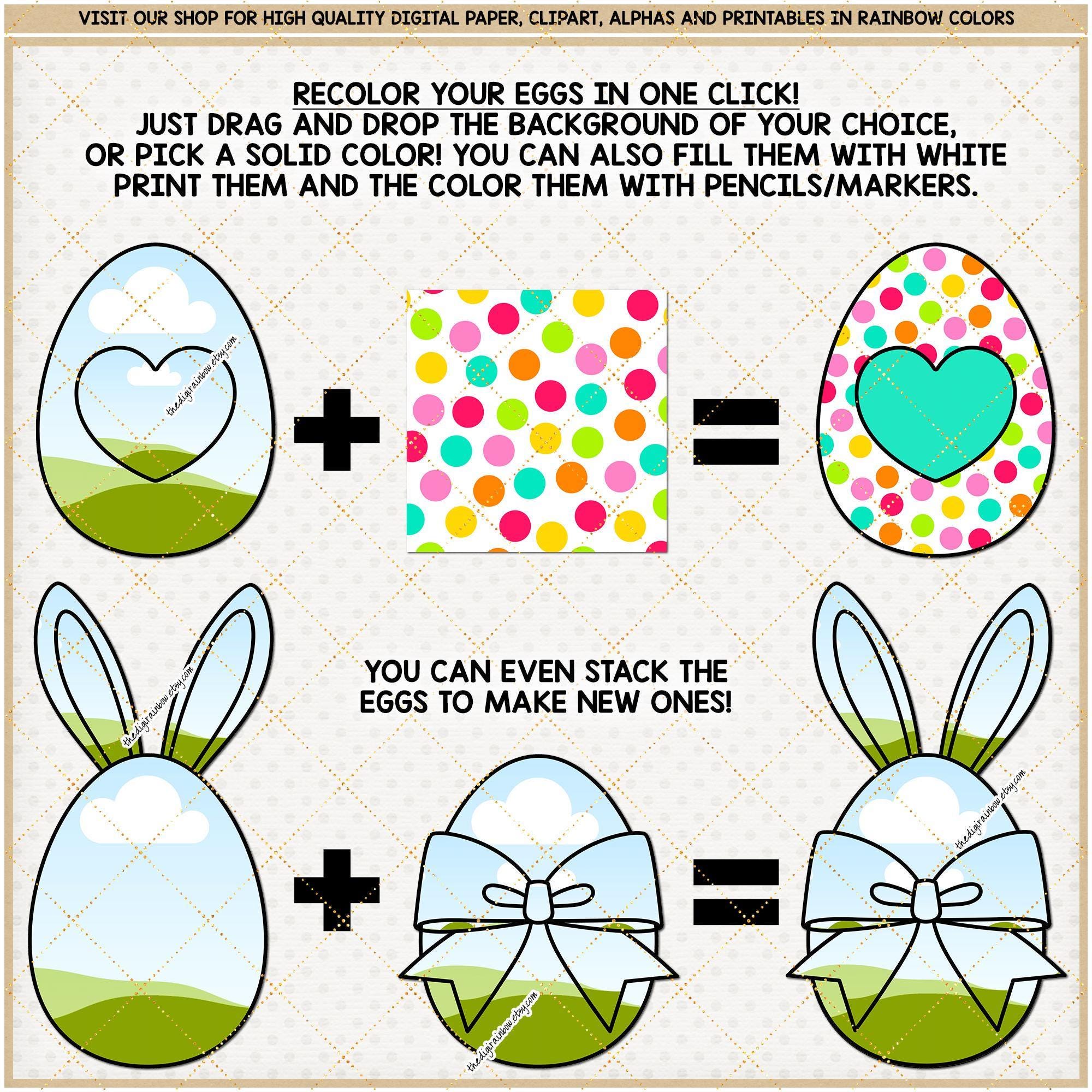 Editable Easter Egg Canva Template, Easter Egg Frame Bundle Drag and ...