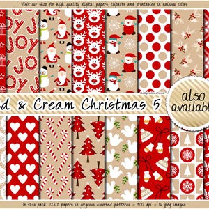 SALE Christmas Digital Paper Red Christmas Digital Paper Holiday ...