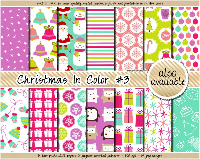 SALE christmas digital paper holiday digital paper snowman | Etsy