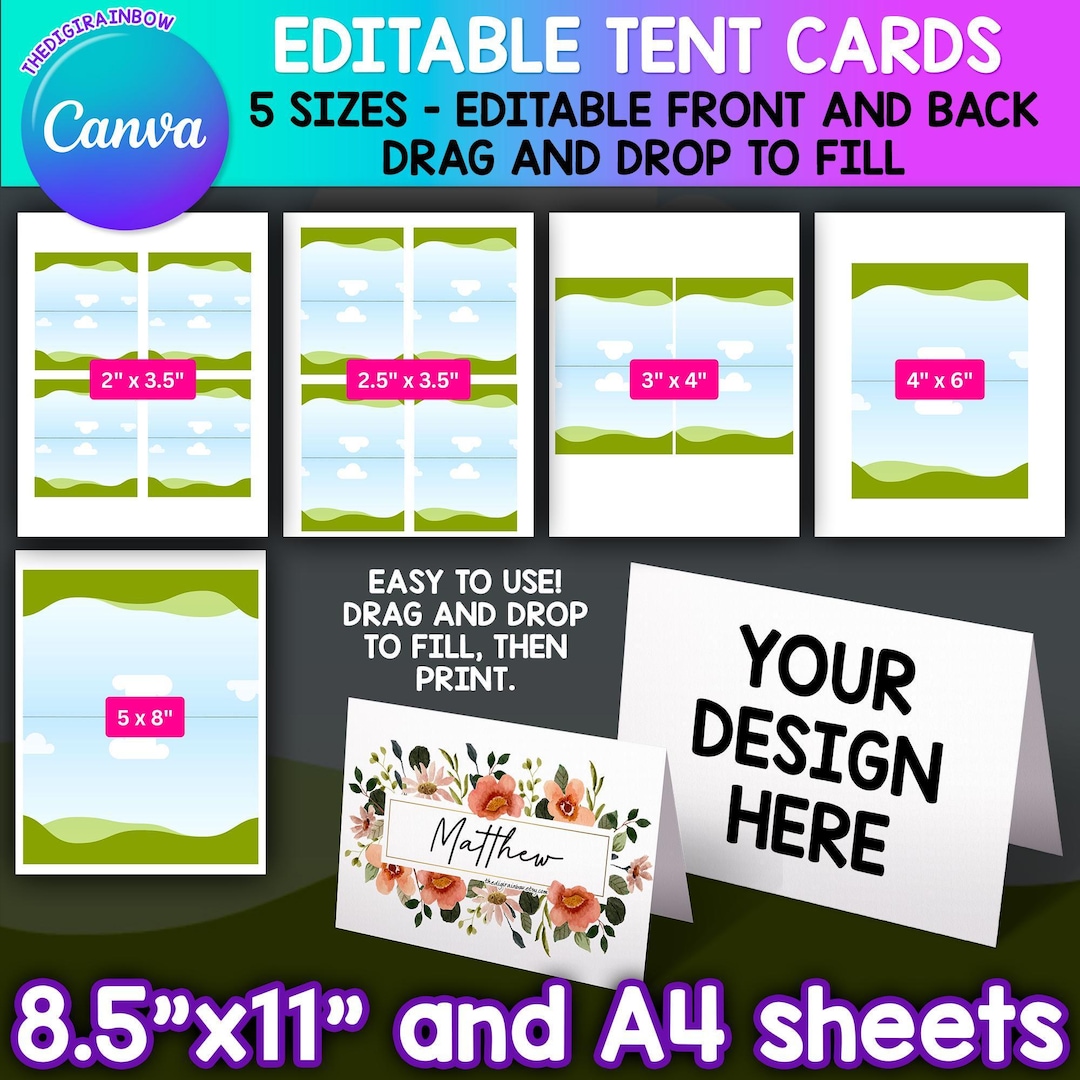 Tent Card Editable Canva Template, Wedding Place Holder Card, Printable ...