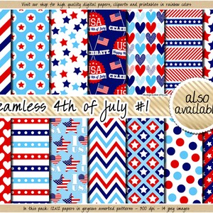 SALE Fourth of July Digital Paper Seamless USA Patriotic Pattern ...