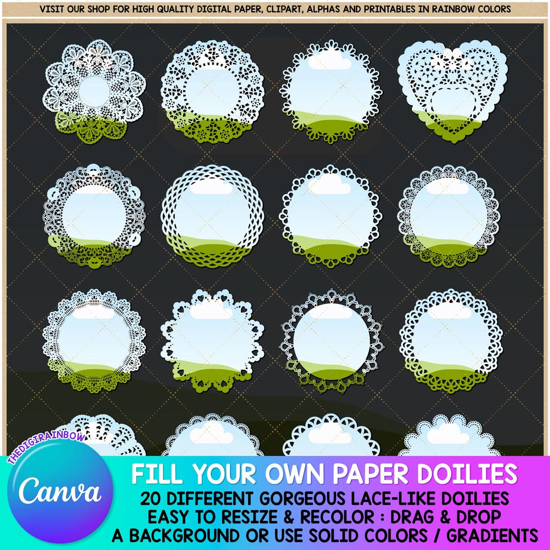 Paper Doily CANVA Template, Retro Junk Journal Kit, Editable Frames ...