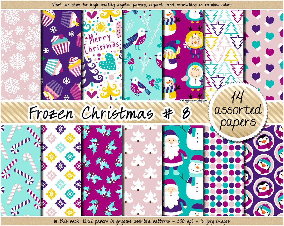 SALE Frozen Digital Paper Christmas Digital Paper Christmas Planner ...