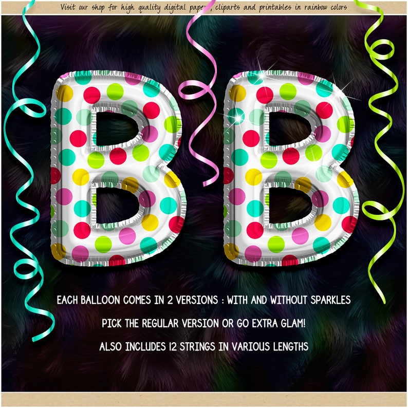 POLKA DOT Foil Balloon Alphabet Clipart Girl Birthday Balloon | Etsy
