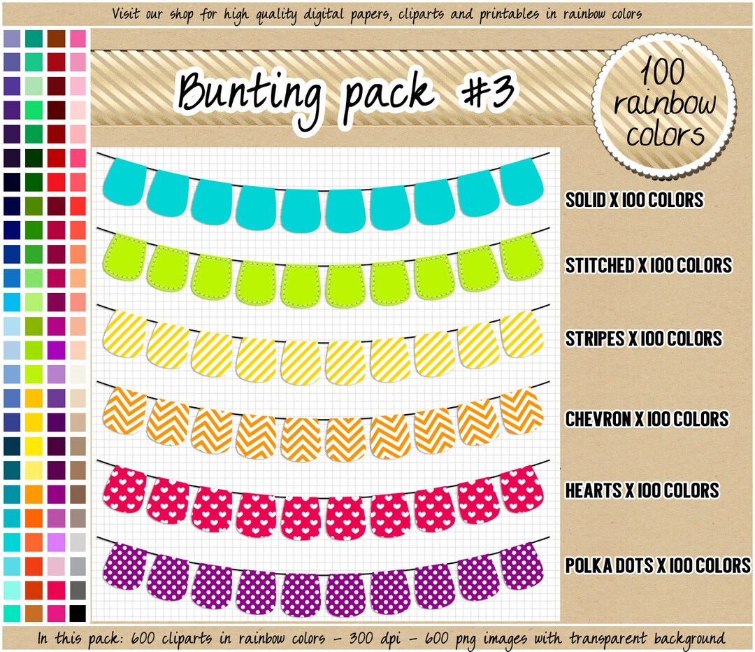 SALE 600 Banner Clipart Flag Clipart Rainbow Bunting Clipart Banner ...