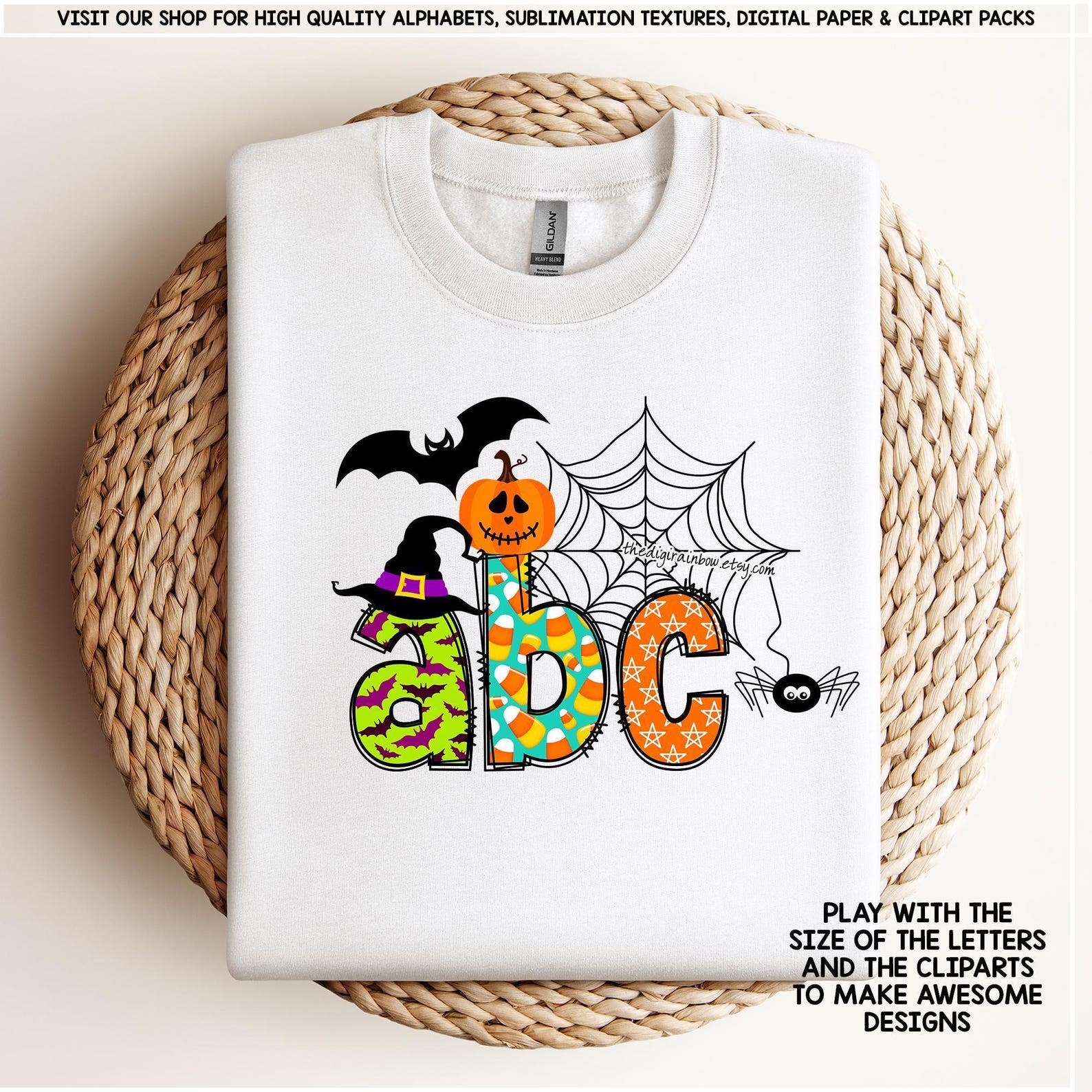Halloween PNG Alphabet Doodle Font Black Cat Clipart Jack O Lantern ...