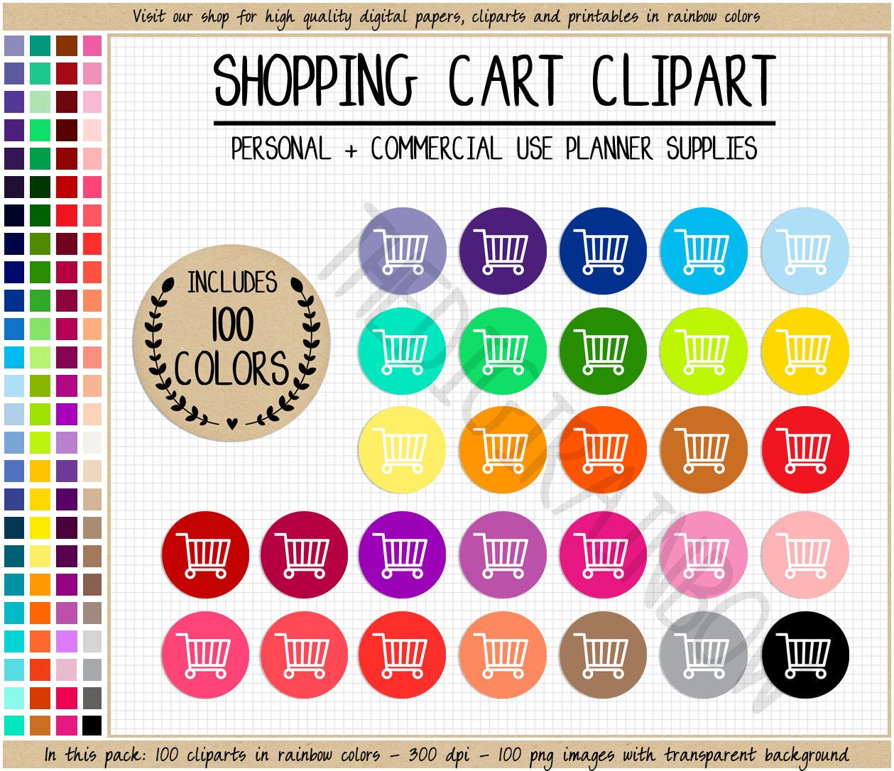 SALE 100 SHOPPING CART Clipart Groceries Planner Stickers Rainbow ...