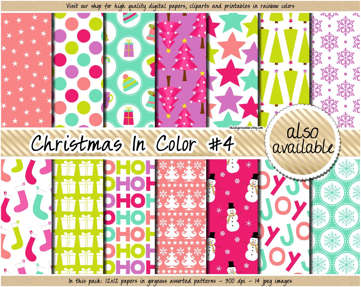 SALE christmas digital paper holiday digital paper snowman | Etsy