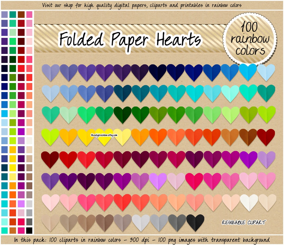 SALE 100 Heart Clipart Valentine's Day Clipart Heart Printable Sticker ...