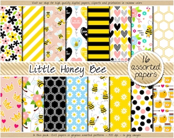 Bee Digital Paper | Etsy