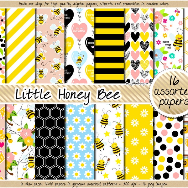 Bee Digital Paper - Etsy