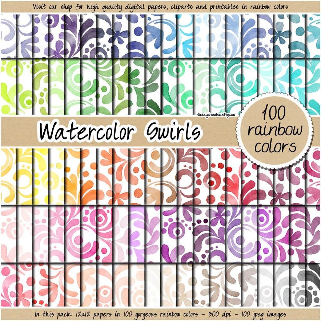 100 SEAMLESS Floral Watercolor Digital Paper Hand Painted Floral ...