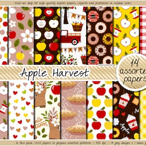 SALE Apple Digital Paper Fall Pattern Thanksgiving Background Boho ...