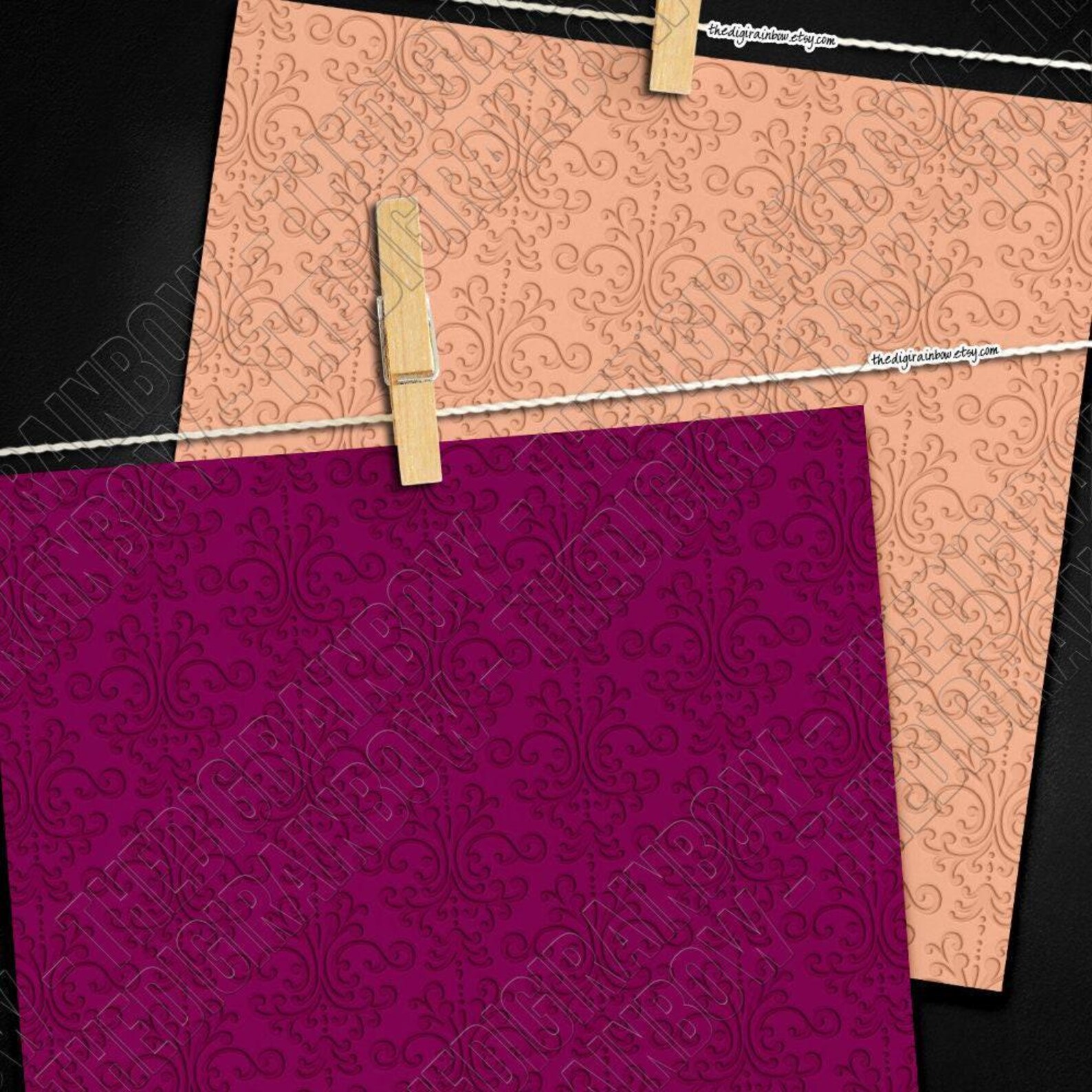 SALE 100 Embossed Damask Digital Paper Embossed Scrapbooking Paper ...