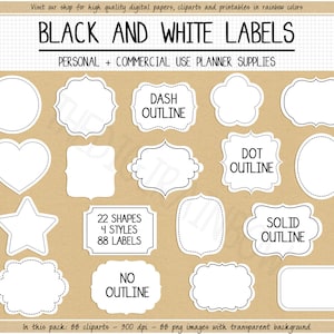 SALE Printable White Labels Blank Label Outlined Black Label Clipart ...