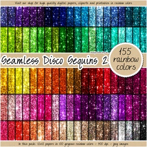 155 SEAMLESS Sequin Digital Paper Rainbow Disco Sequin Background ...