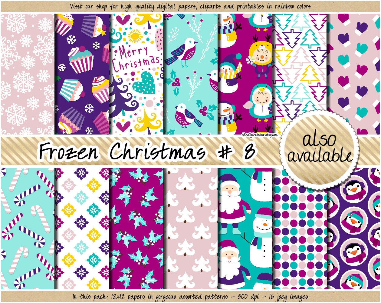 SALE Christmas Digital Paper Christmas Planner Stickers Purple - Etsy