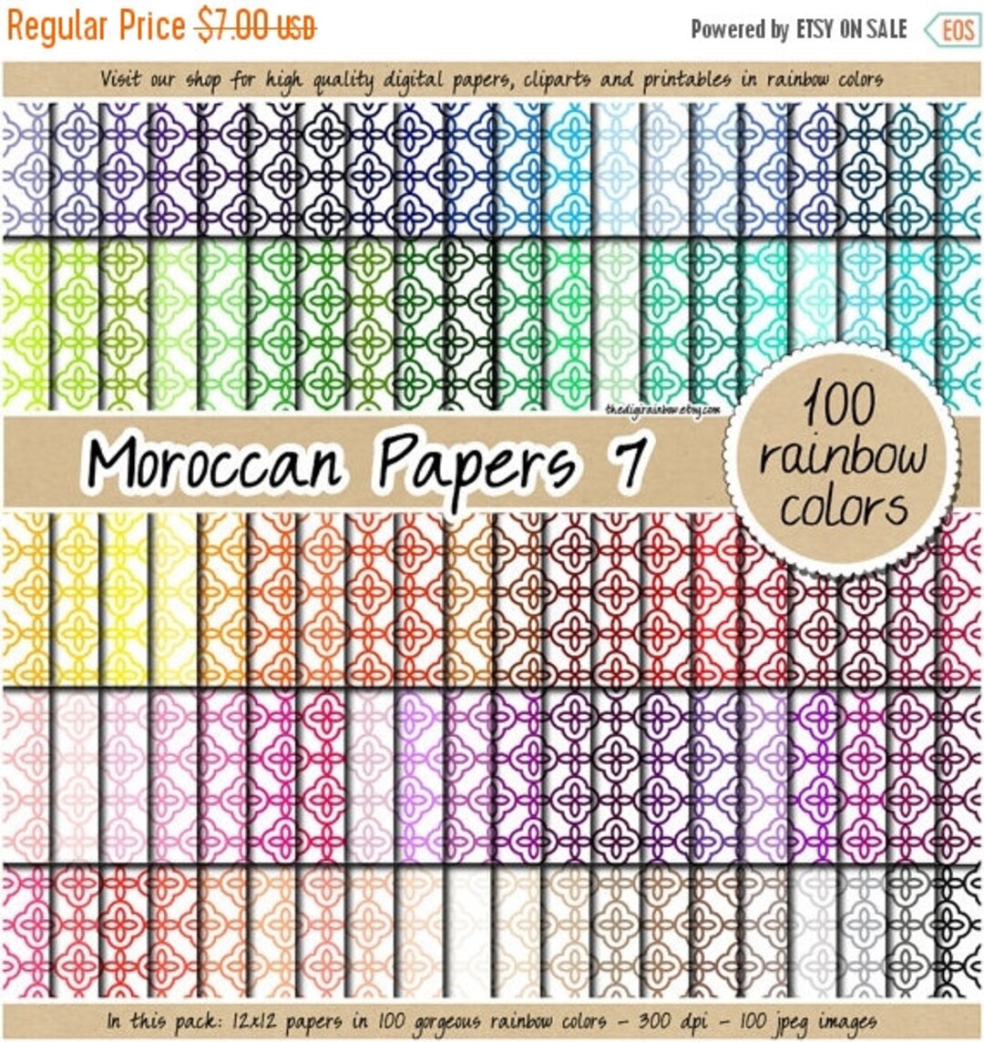 100 Moroccan Digital Paper Quatrefoil Digital Paper Rainbow Quatrefoil ...