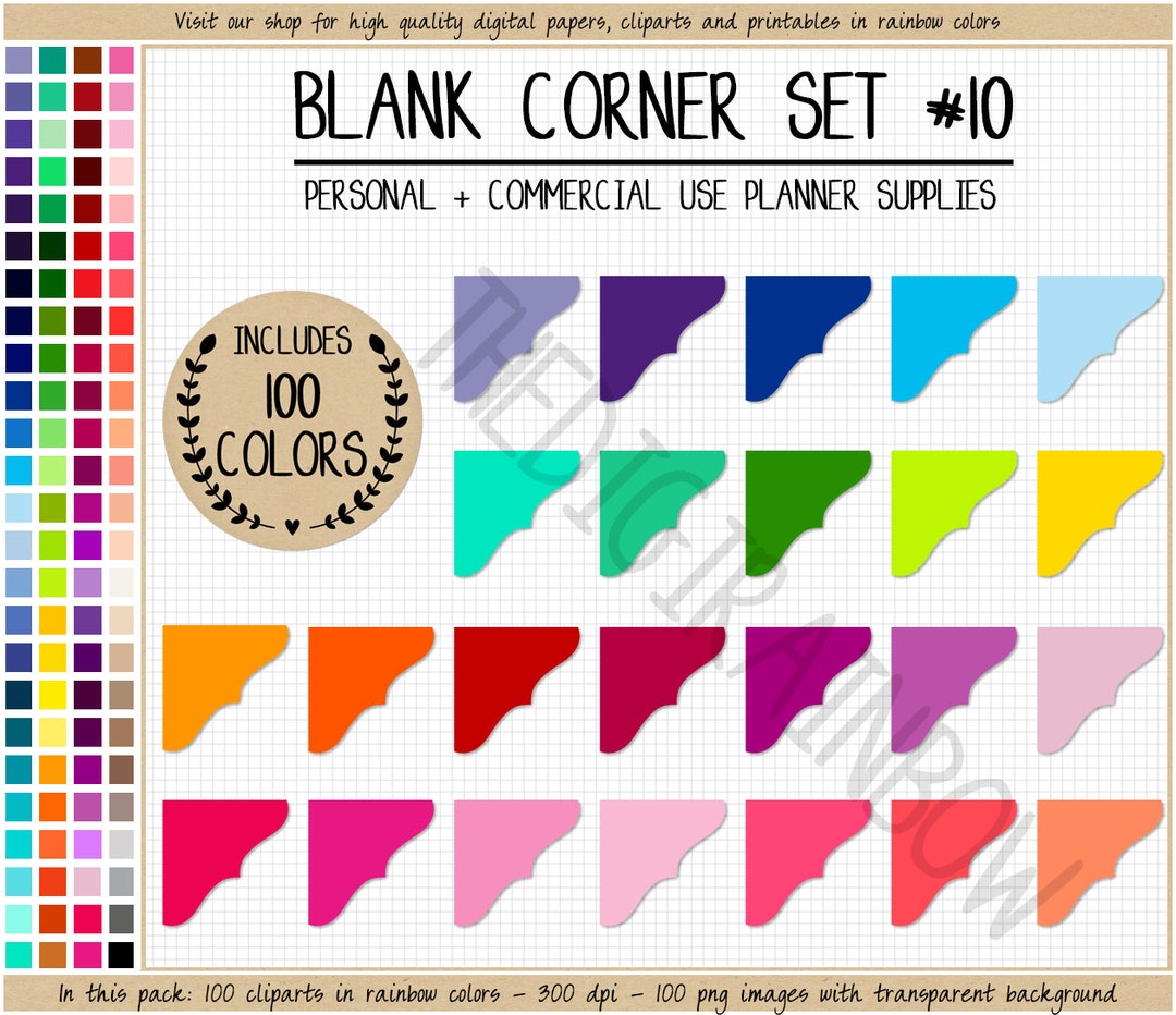 SALE 100 Bracket Corner Digital Sticker Decorative Corner Clipart ...