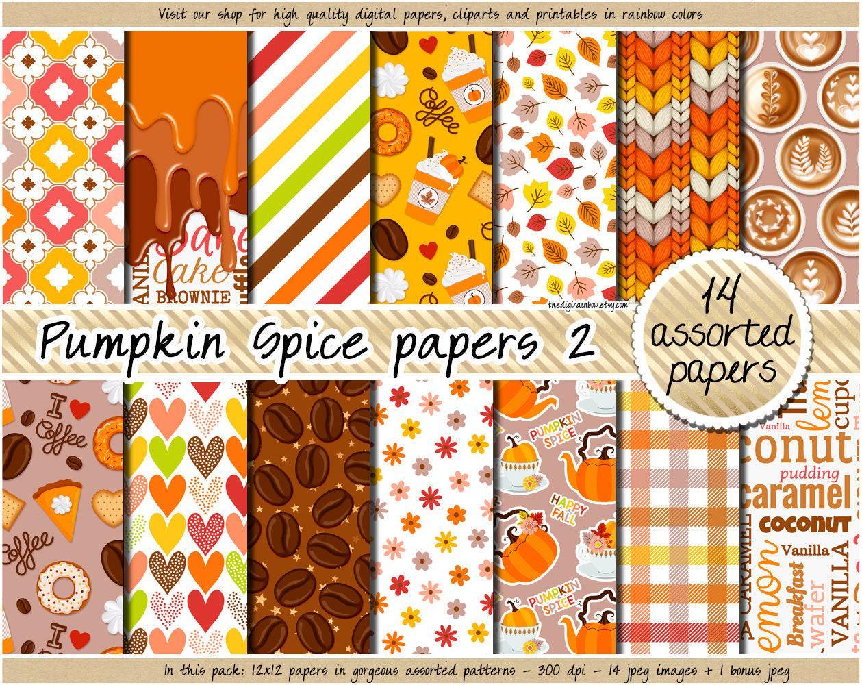 Pumpkin Spice Digital Paper Seamless Coffee Lover Fall Pattern Cute ...