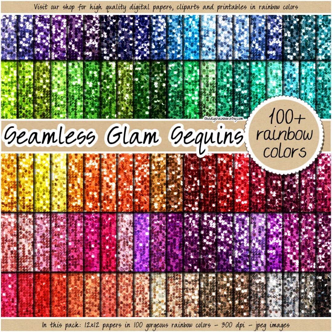 100 SEAMLESS Glam Sequin Digital Paper Rainbow Shimmer Pattern Sequin ...