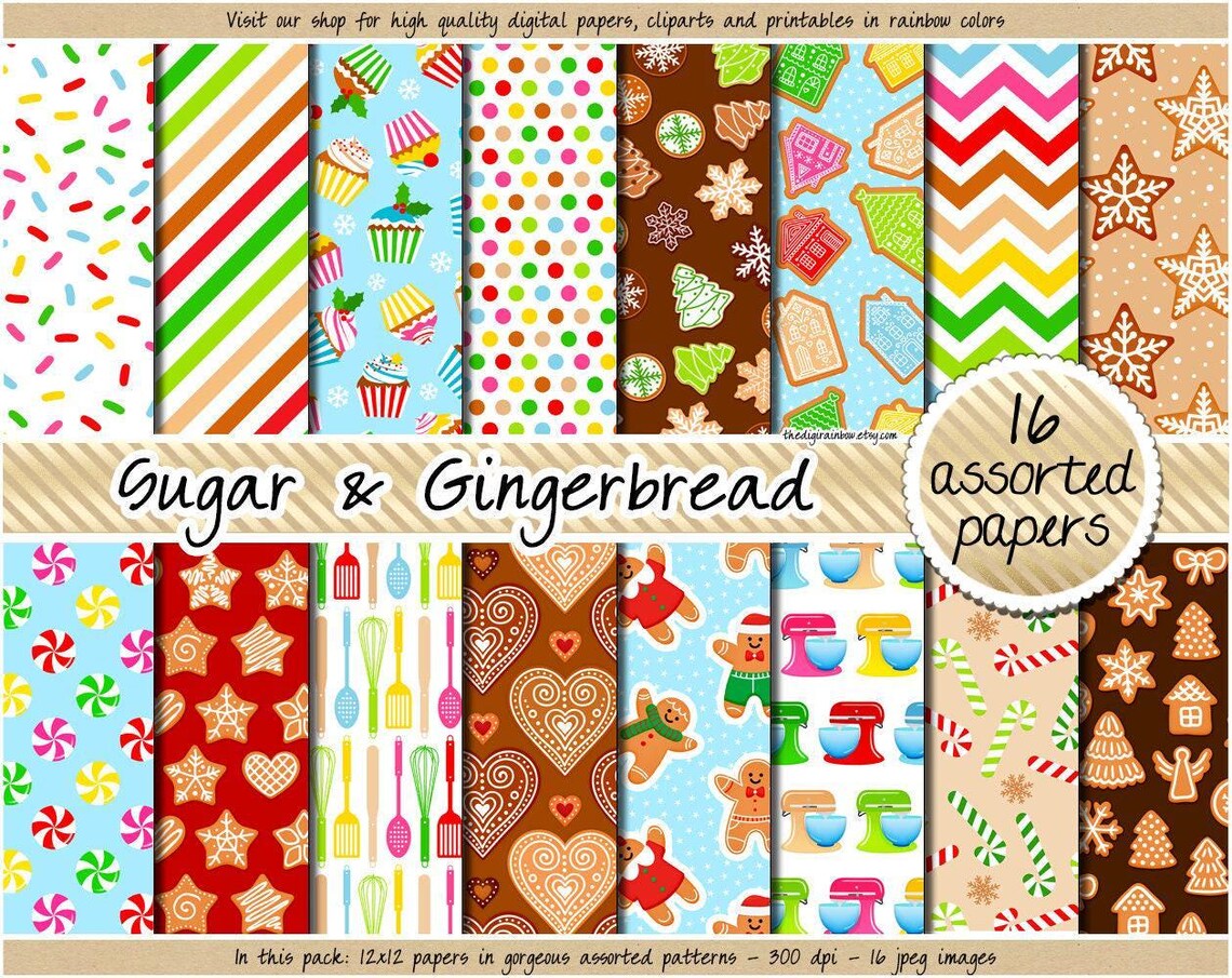 SALE Gingerbread Digital Paper Seamless Christmas Digital Paper ...