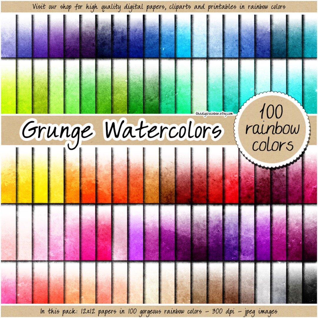 100 Grunge Watercolor Digital Paper Ombre Old Paint Texture Background ...