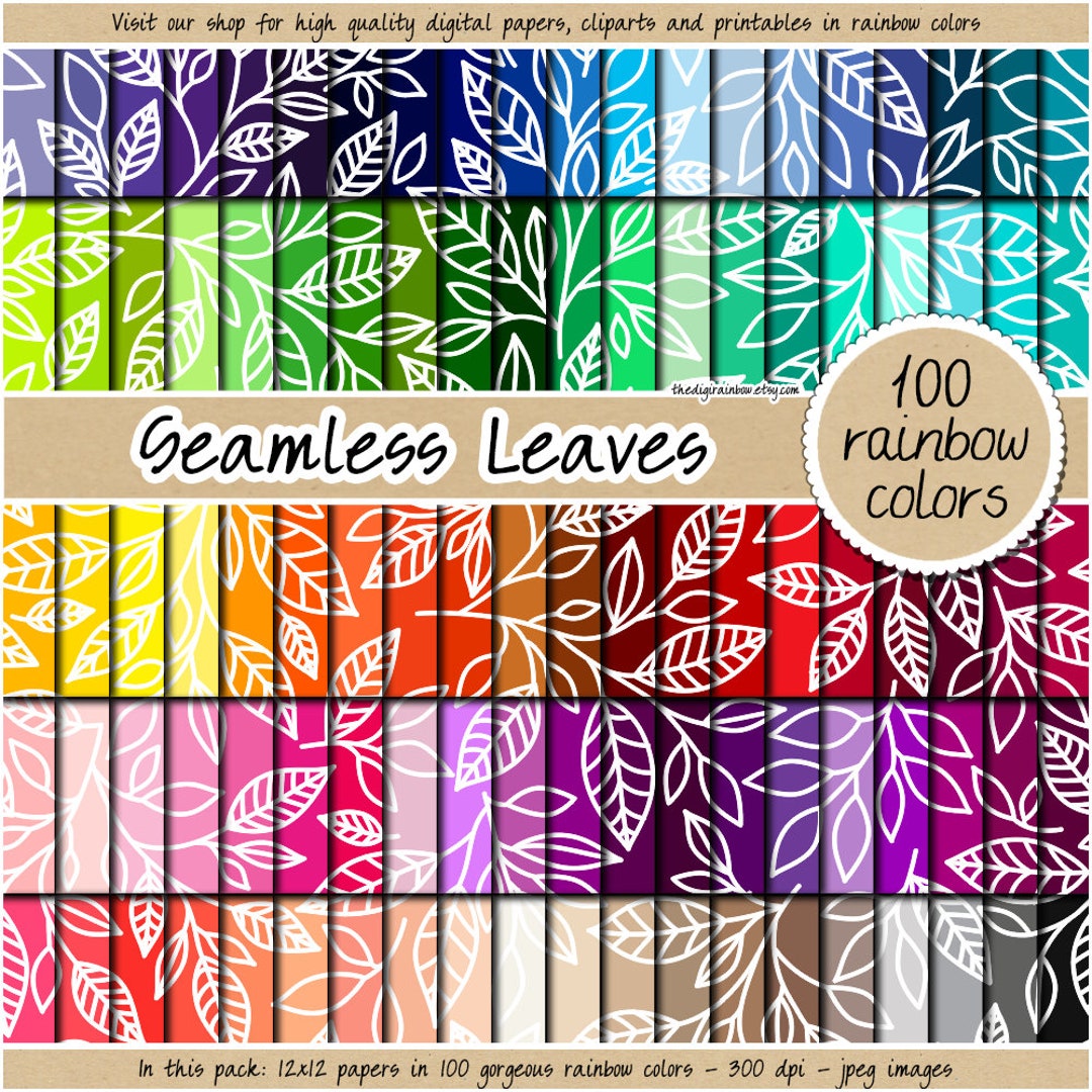 100 Seamless Leaf Digital Paper Floral Background Flower Clipart ...