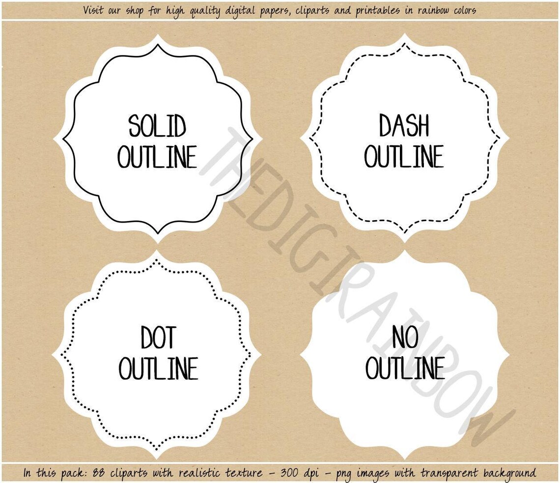 SALE Printable White Labels Blank Label Outlined Black Label Clipart ...