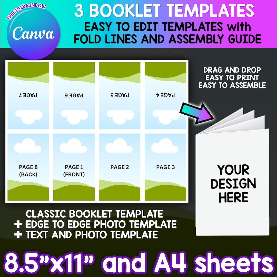 Booklet Editable Canva Template, Booklet Template, Mini Coloring Book ...