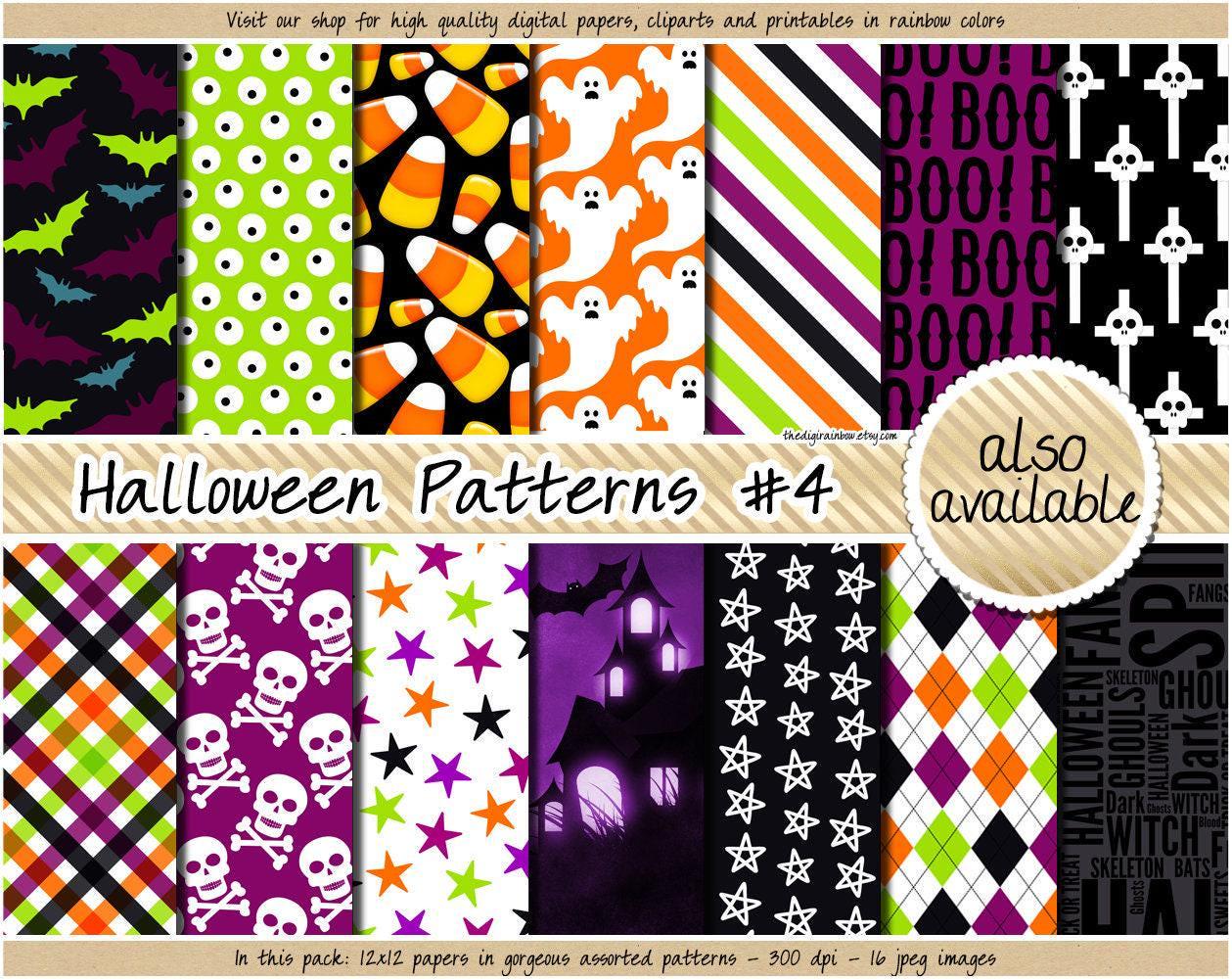 SALE Seamless Halloween Digital Paper Trick or Treat Printable Candy ...