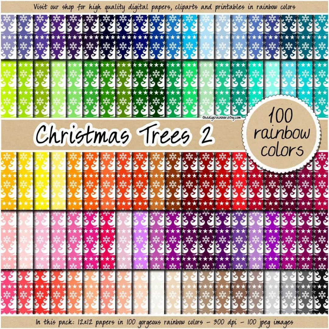 100 Seamless Christmas Digital Paper Winter Tree Clipart Christmas ...