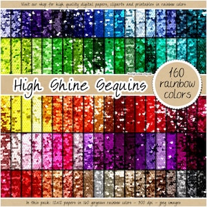 160 Shiny Sequin Digital Paper Rainbow Shimmer Pattern Glam Realistic ...