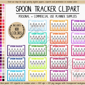 SALE 100 Daily Spoon Tracker Sticker Spoon Theory Clipart Energy Level ...