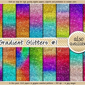 SALE Rainbow Glitter Digital Paper Ombre Glitter Digital Paper Gradient ...