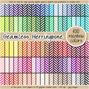 100 Seamless Herringbone Digital Paper Fabric Digital Print Rainbow ...