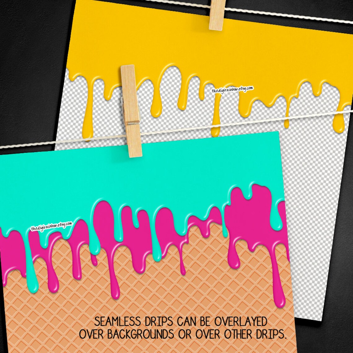 SALE 100 Seamless Glossy Drips Overlays Rainbow Ice Cream - Etsy