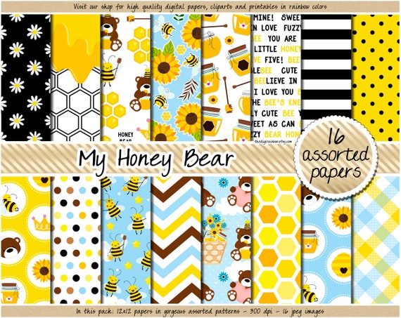 SALE Honey Bear Digital Paper Teddy Bear Seamless Digital | Etsy