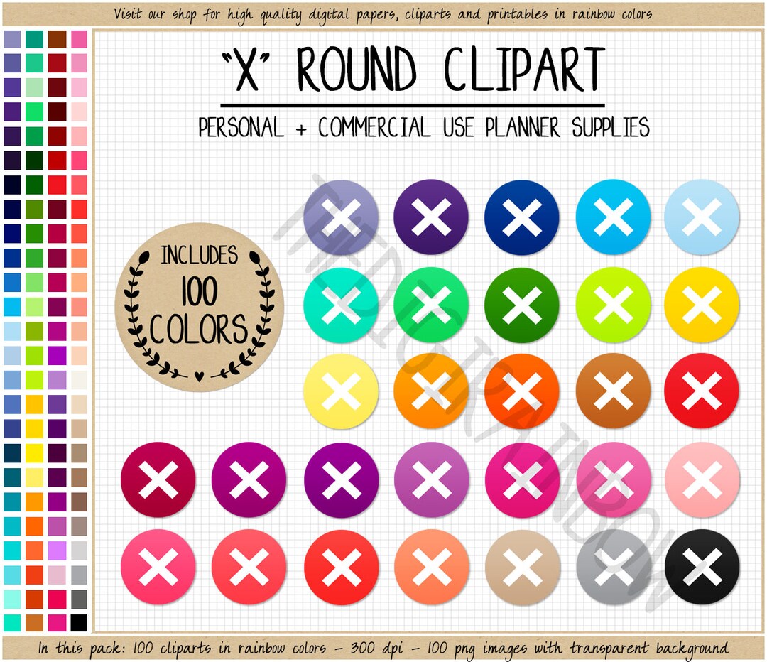 SALE 100 CROSSMARK Clipart Cross Mark Digital Sticker Cancelled Clipart ...