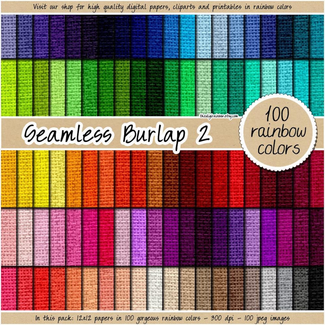 100 SEAMLESS Burlap Digital Paper Rainbow Realistic Burlap Background ...