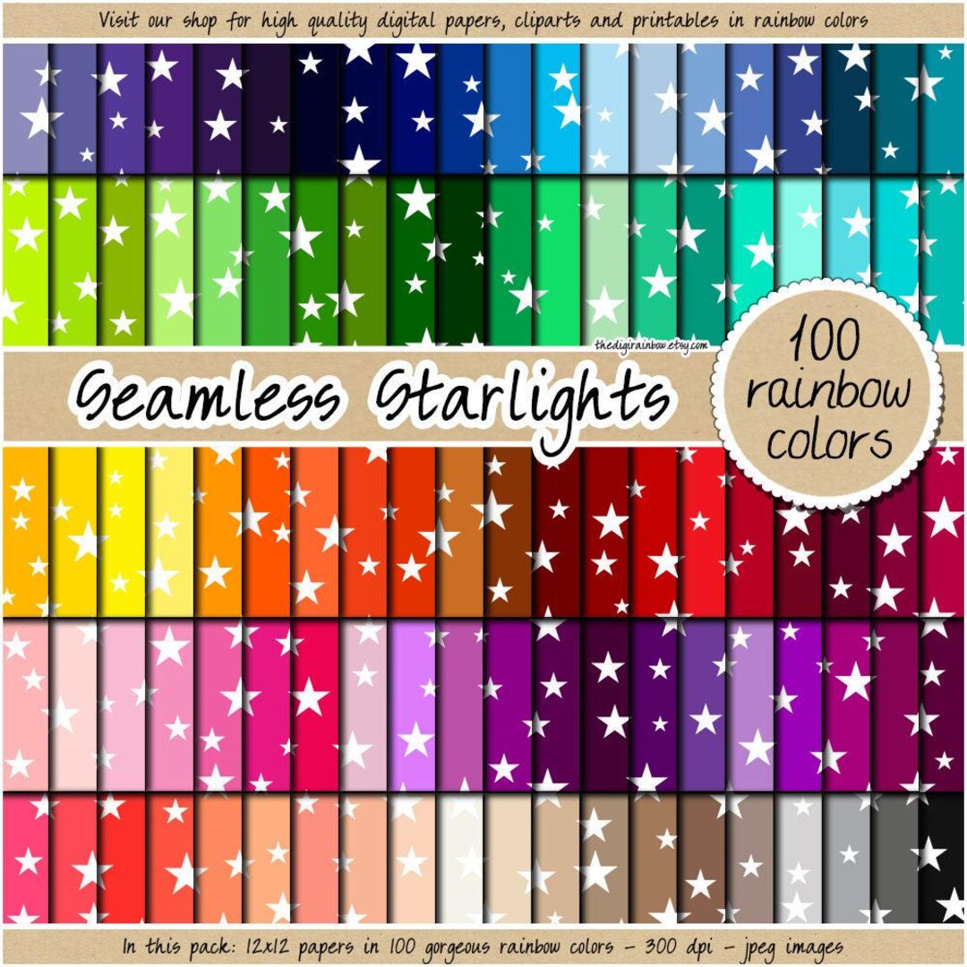 100 Seamless Star Digital Paper Seamless Scatter Pattern Celestial ...