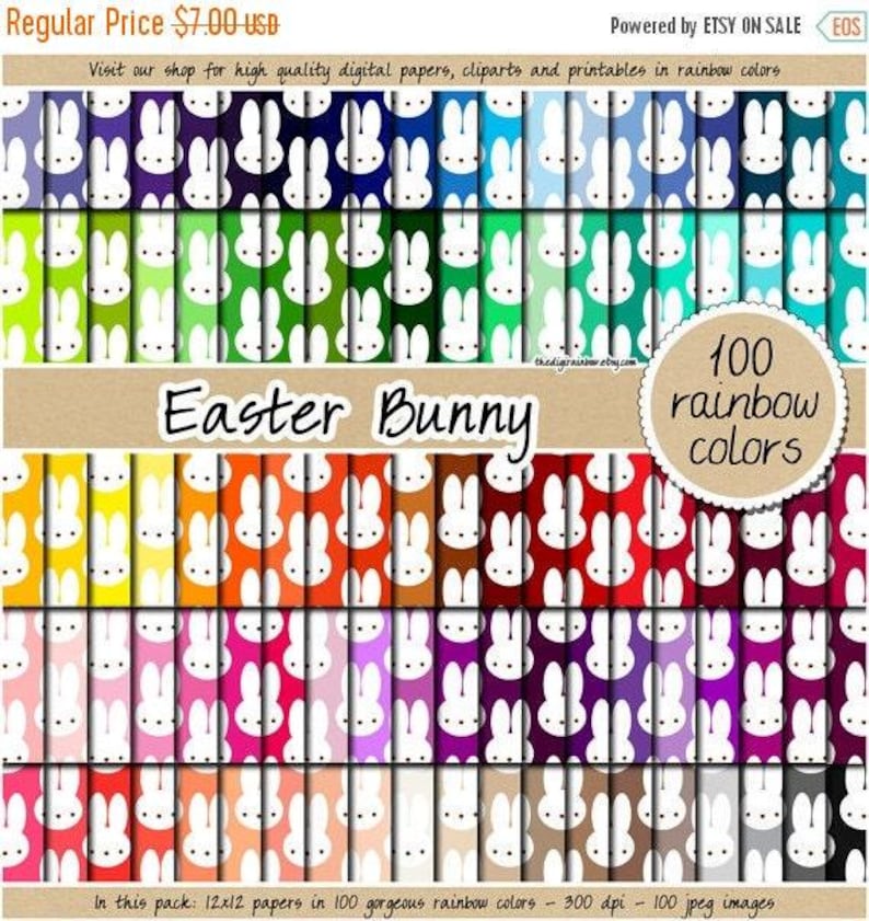 Easter Digital Paper Bunny Digital Paper Easter Planner Stickers ...