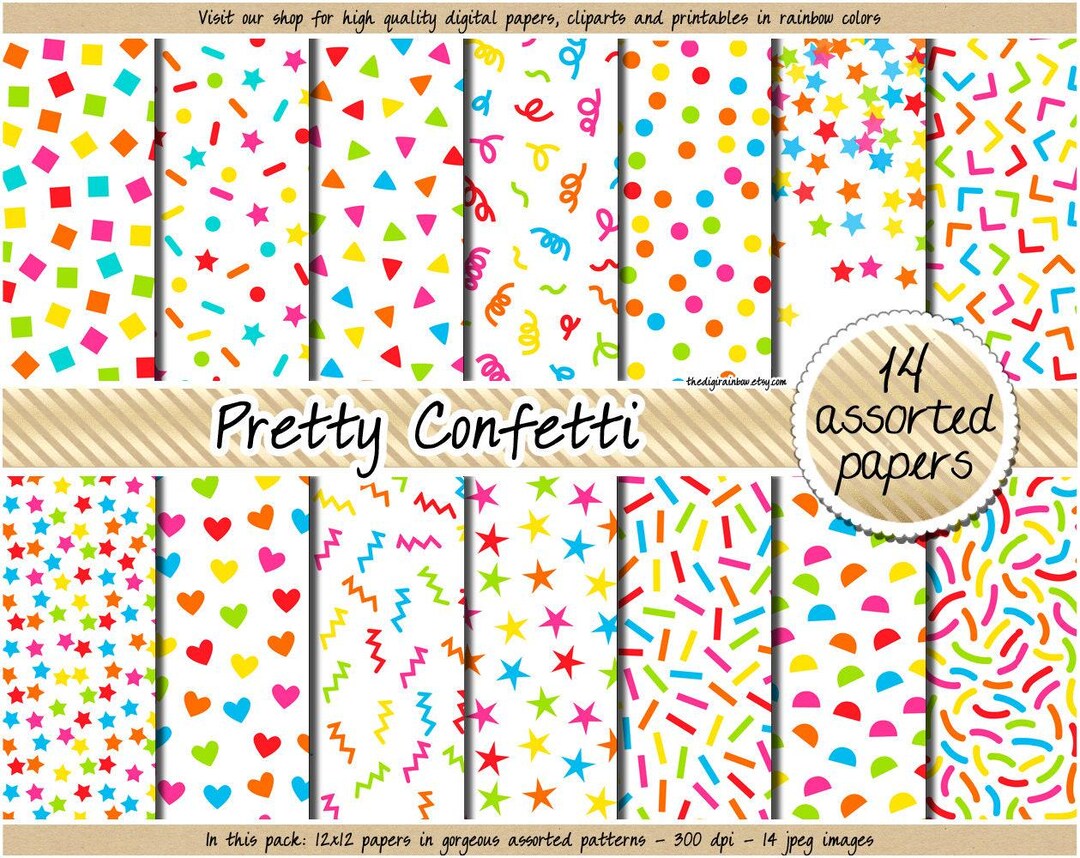 SALE Confetti Digital Paper Party Digital Paper Printable Birthday ...