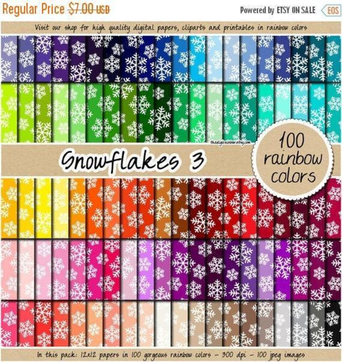 100 Seamless Snowflake Digital Paper Frozen Digital Paper Printable ...