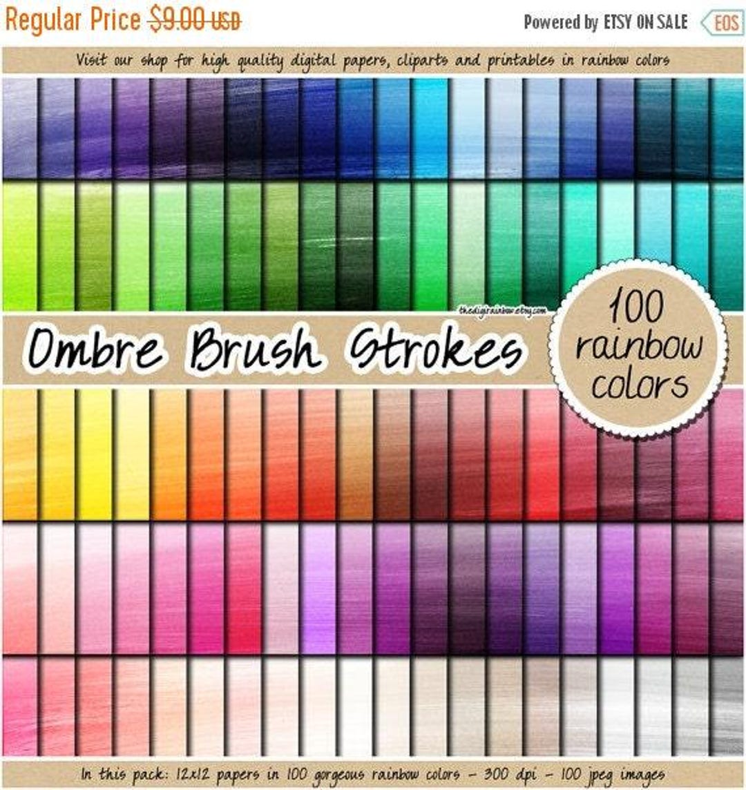 SALE 100 Ombre Watercolor Digital Paper Brush Painted Digital Paper ...