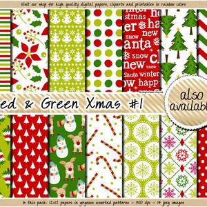 SALE Christmas Digital Paper Red and Green Christmas Digital Paper ...